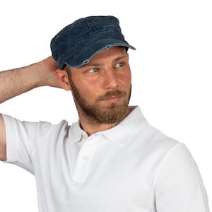 Navy Summer Pigment Dyed Cotton Military Cap, Army Style Hat, Castro ...