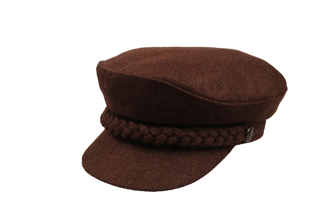 Dark Brown Wool Fiddler Hat, Men Women Newsboy Cap, Military Cabbie Hat ...