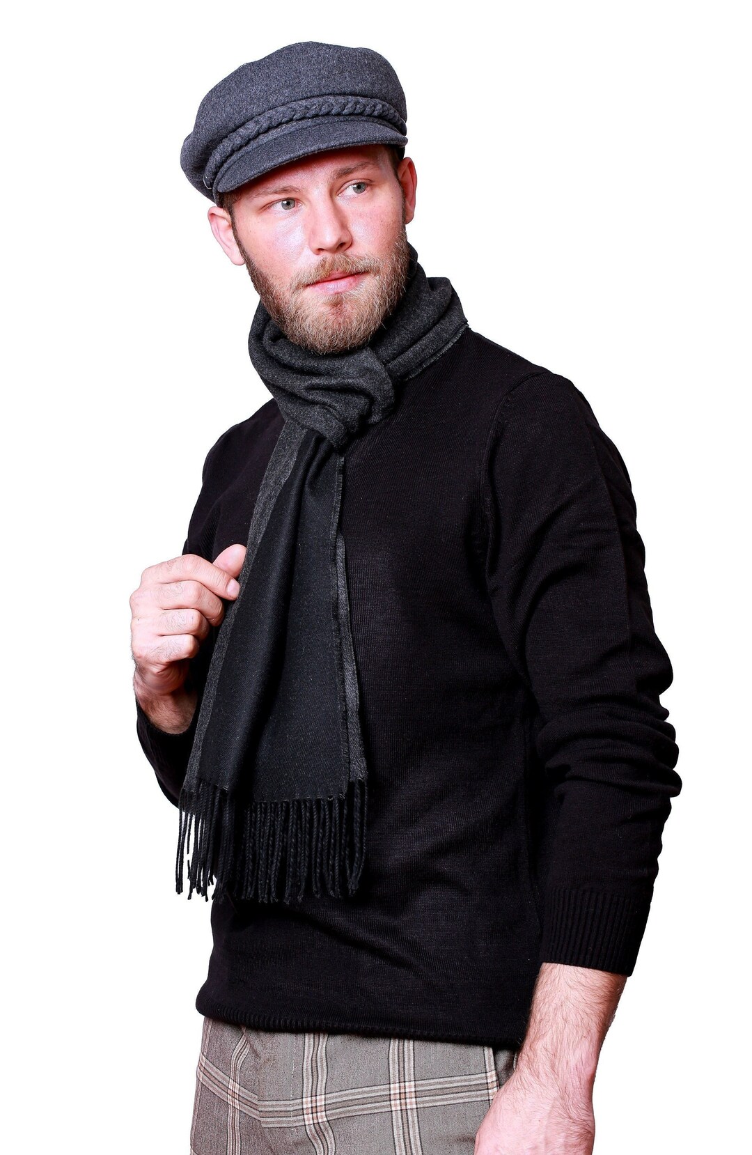 Dark Gray Man Wool Fiddler Sailor Hat, Man Sailor Captain Hat, Skipper ...