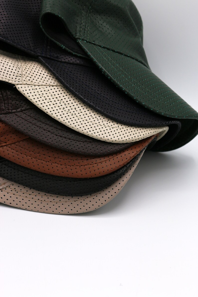 Chocolate Brown Perforated Leather Ultra Light Baseball Cap - Etsy