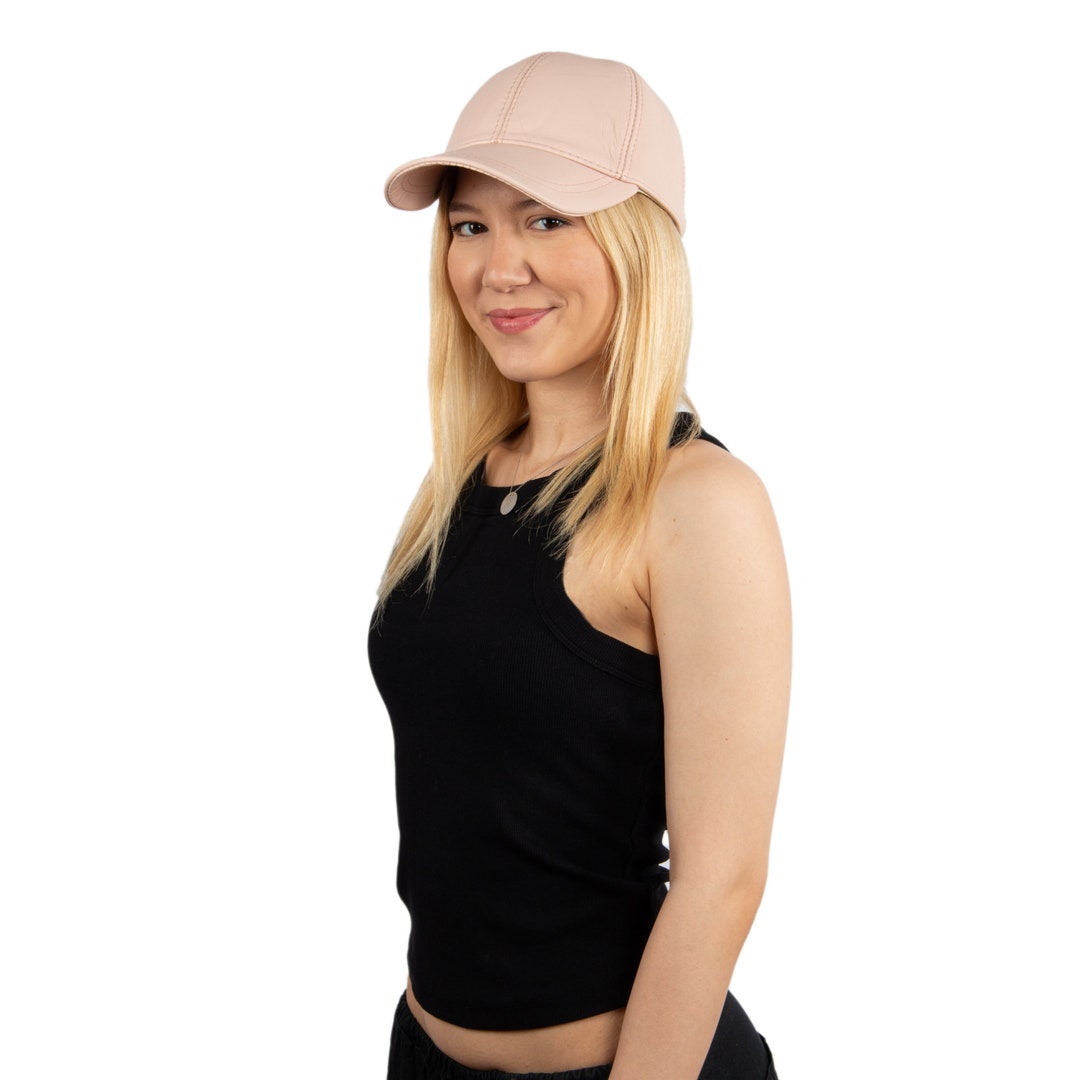 Pale Pink Leather Baseball Cap, Hatsquare Baseball Cap, Woman Leather ...