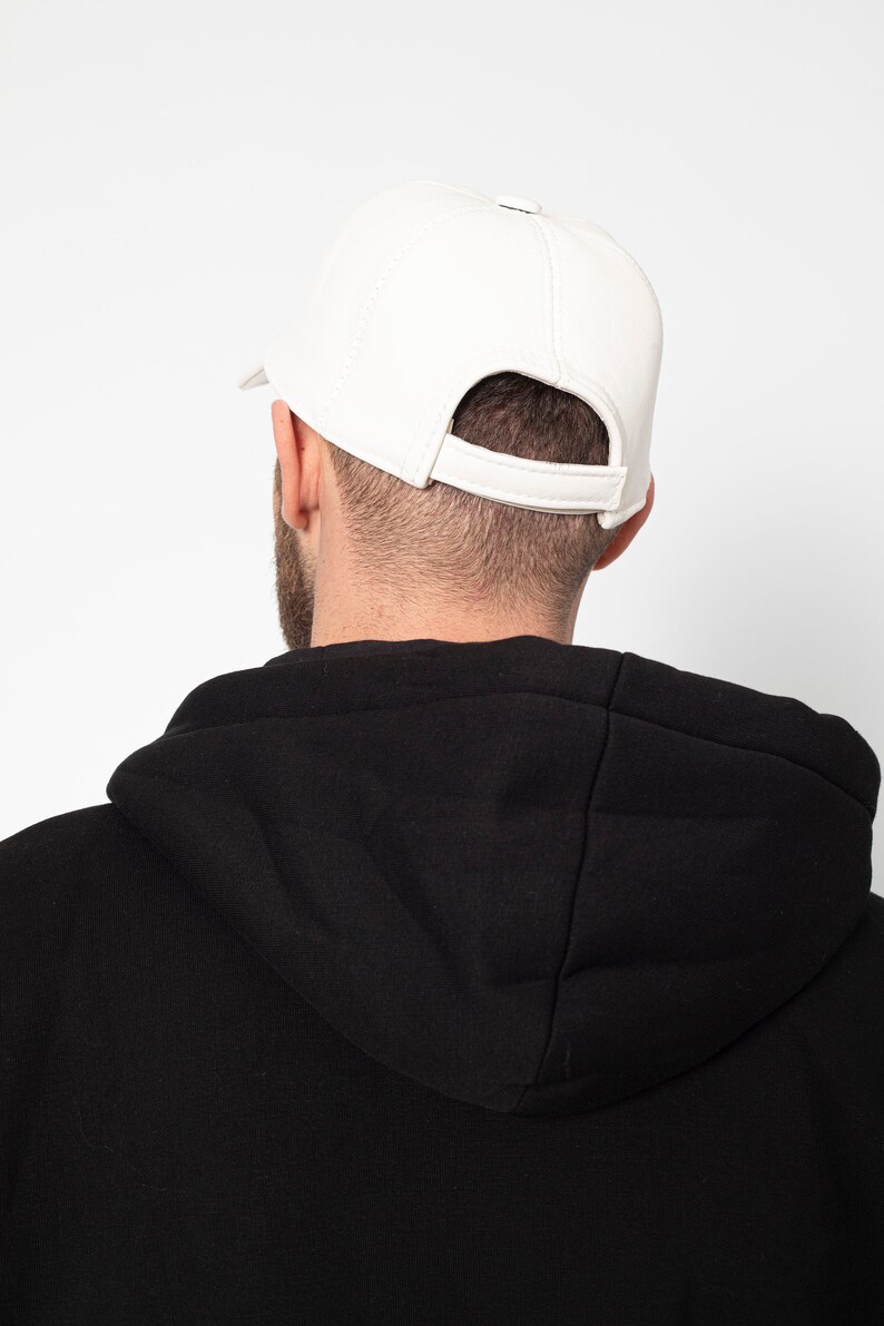 Pearl White Leather Baseball Cap, Hatsquare Baseball Cap, Adjustable ...