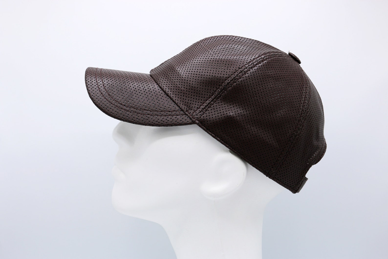 Chocolate Brown Perforated Leather Ultra Light Baseball Cap - Etsy