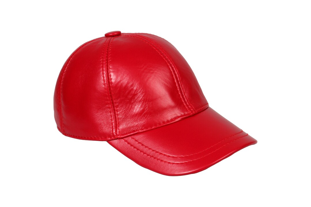 Red Leather Baseball Cap, Hatsquare Leather Hat, Woman Leather Hat ...