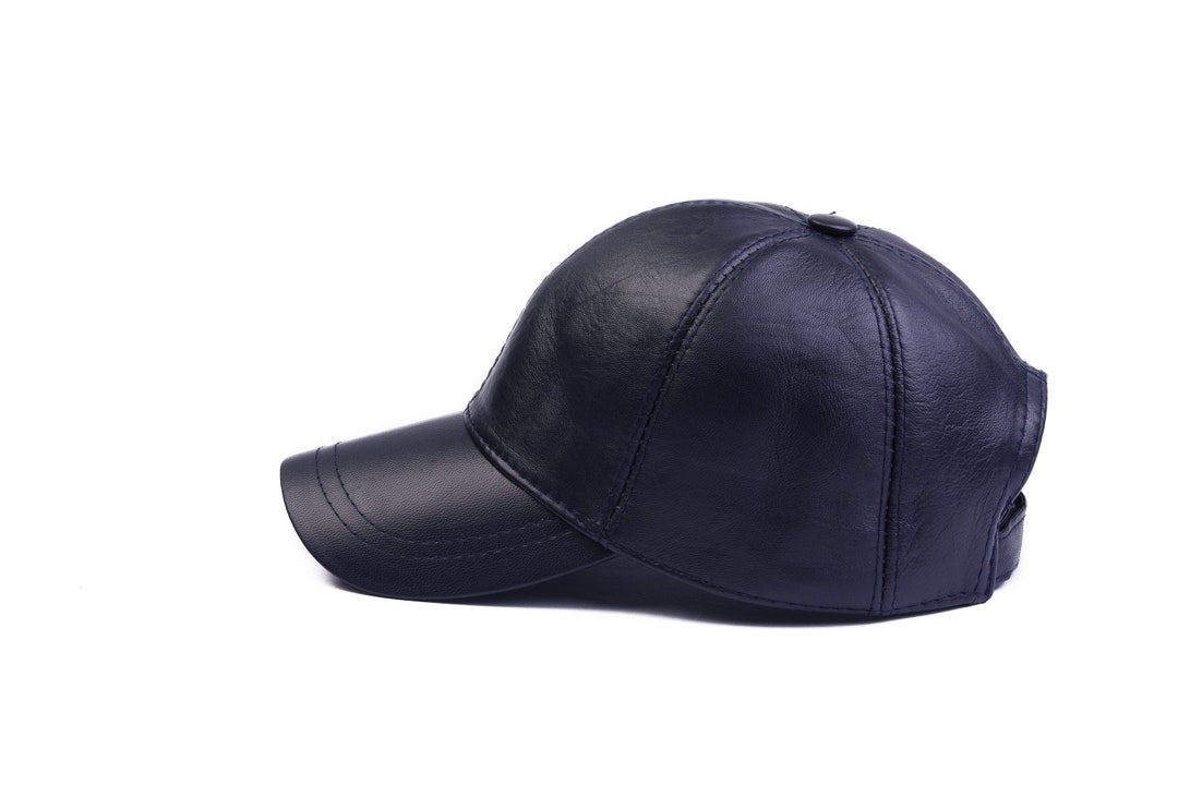 Dark Blue Leather Baseball Cap, Hatsquare Leather Baseball Cap ...