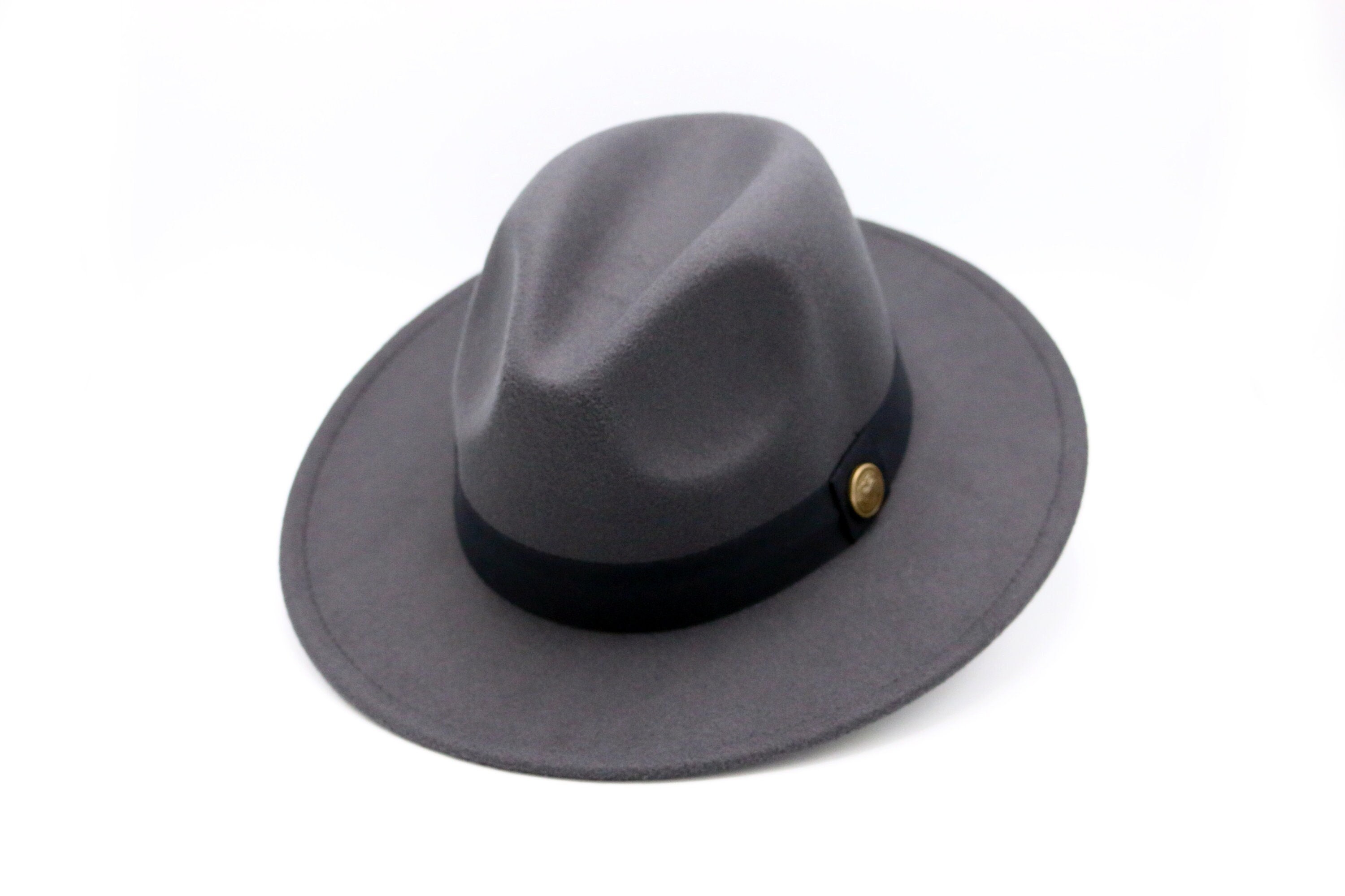 Dark Gray Fedora Hat Vegan Felt Stiff Brim Hat Men Winter - Etsy
