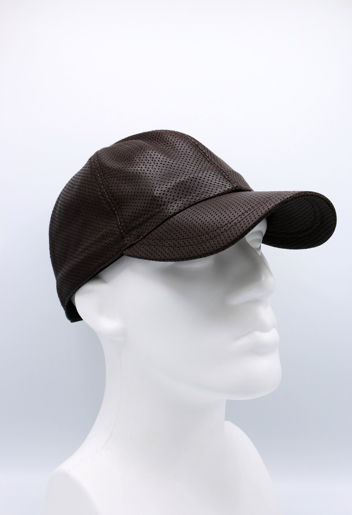 Chocolate Brown Perforated Leather Ultra Light Baseball Cap - Etsy