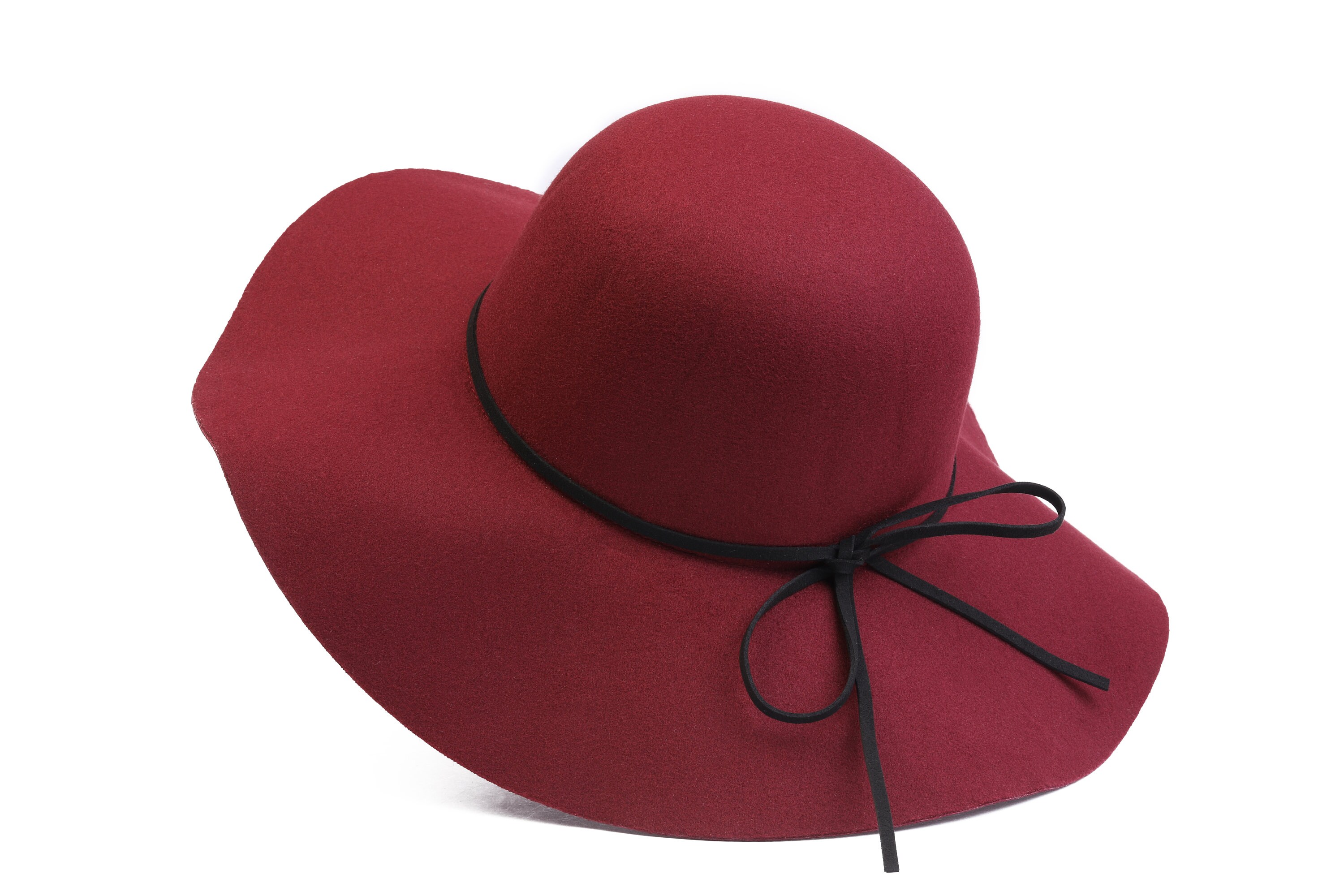 Burgundy Wide Brim Polar Fleece Floppy Hat, Holiday Hat, Women Winter ...