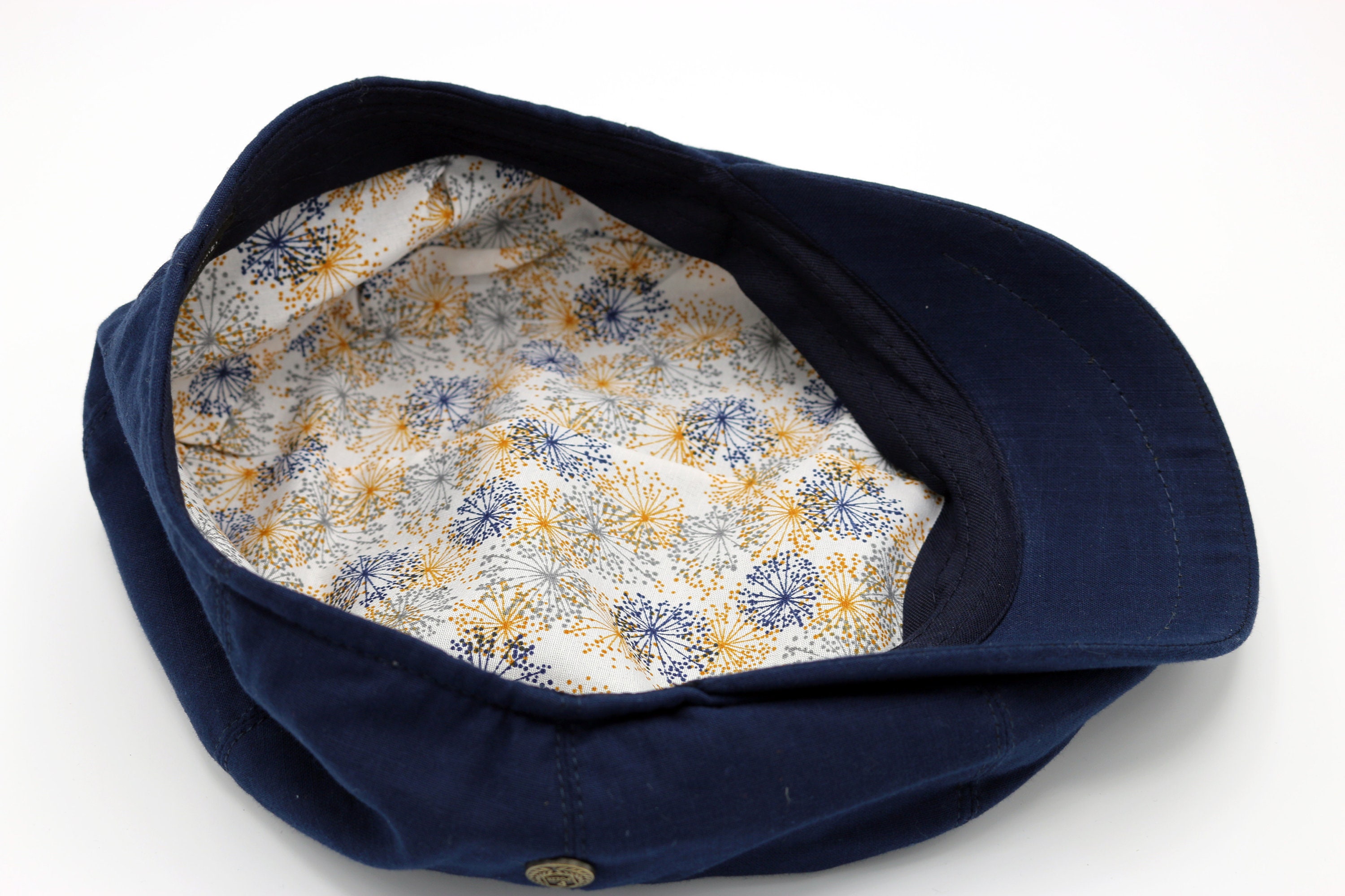 Dark Blue Summer Linen 8 Panels Cap Peaky Blinders Hat Baker | Etsy