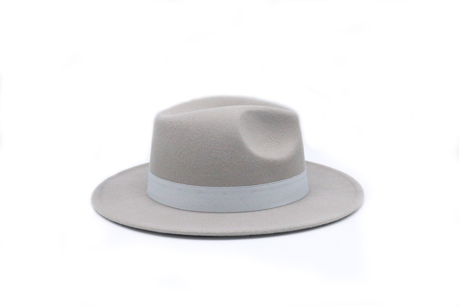 Cloud Gray Fedora Hat, Vegan Felt Stiff Brim Hat, Men Winter Hat, Women ...