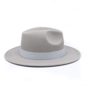 Cloud Gray Fedora Hat, Vegan Felt Stiff Brim Hat, Men Winter Hat, Women ...