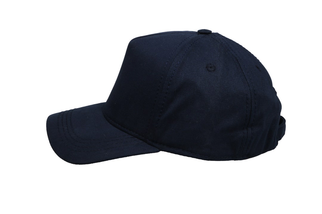 Dark Blue Cotton Fabric Baseball Cap, 5 Panel Baseball Hat, Hatsquare ...