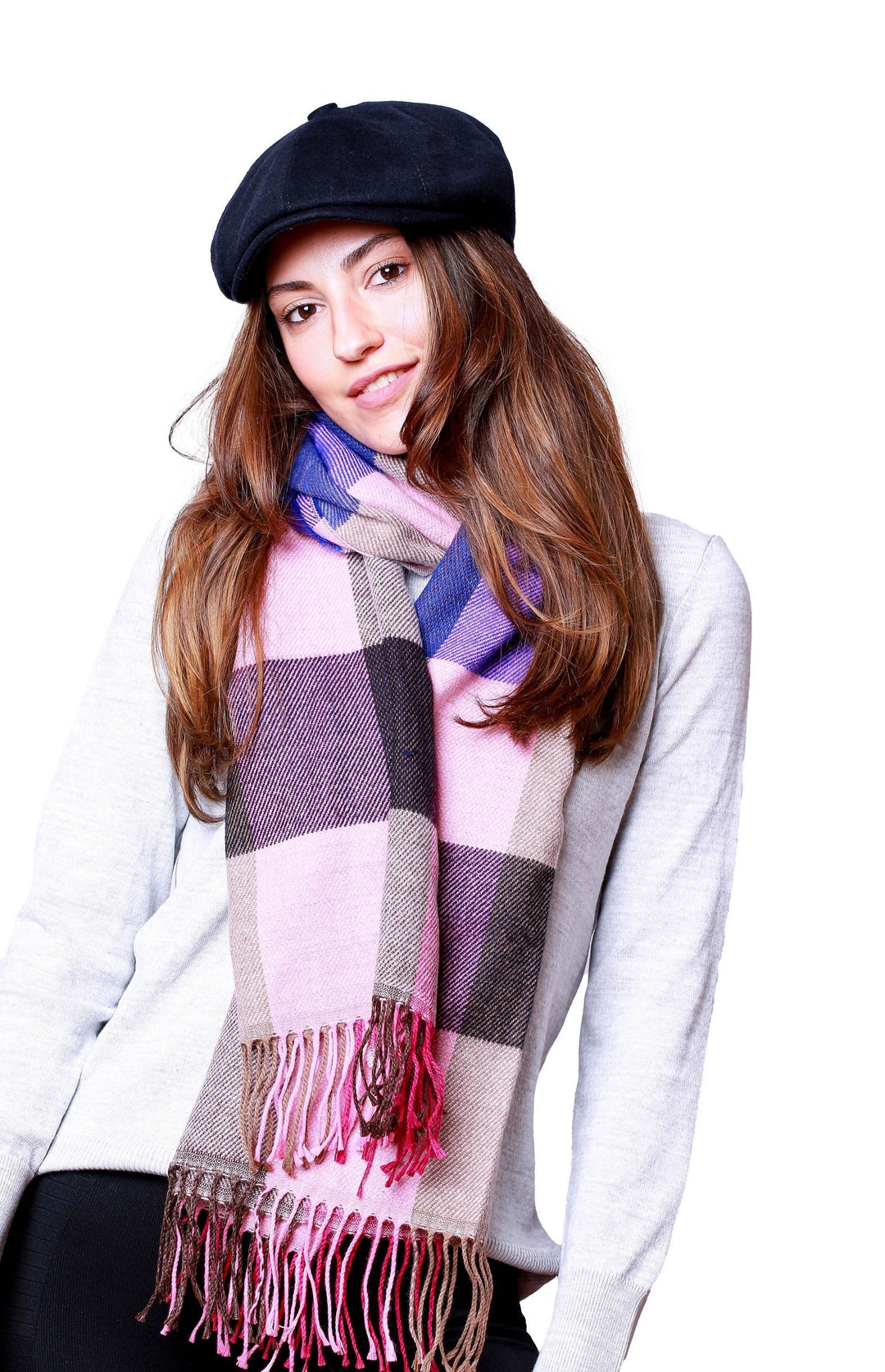 Dark Blue Wool 8 Panels Cap, Peaky Blinders Hat, Baker Boy Women Hat ...