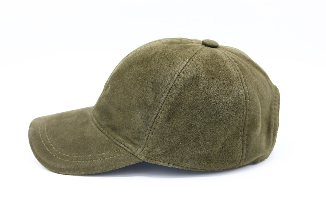 Green Suede Baseball Cap, Hatsquare Leather Baseball Cap, Adjustable ...