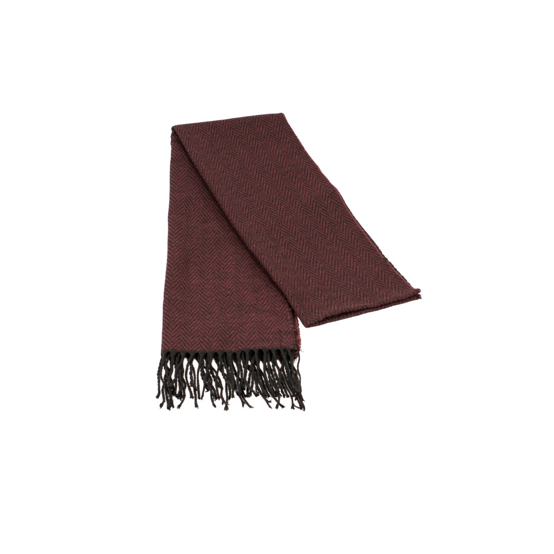 Burgundy Herringbone Wool Men Scarf, Suit Scarf, Colorful Scarves for ...