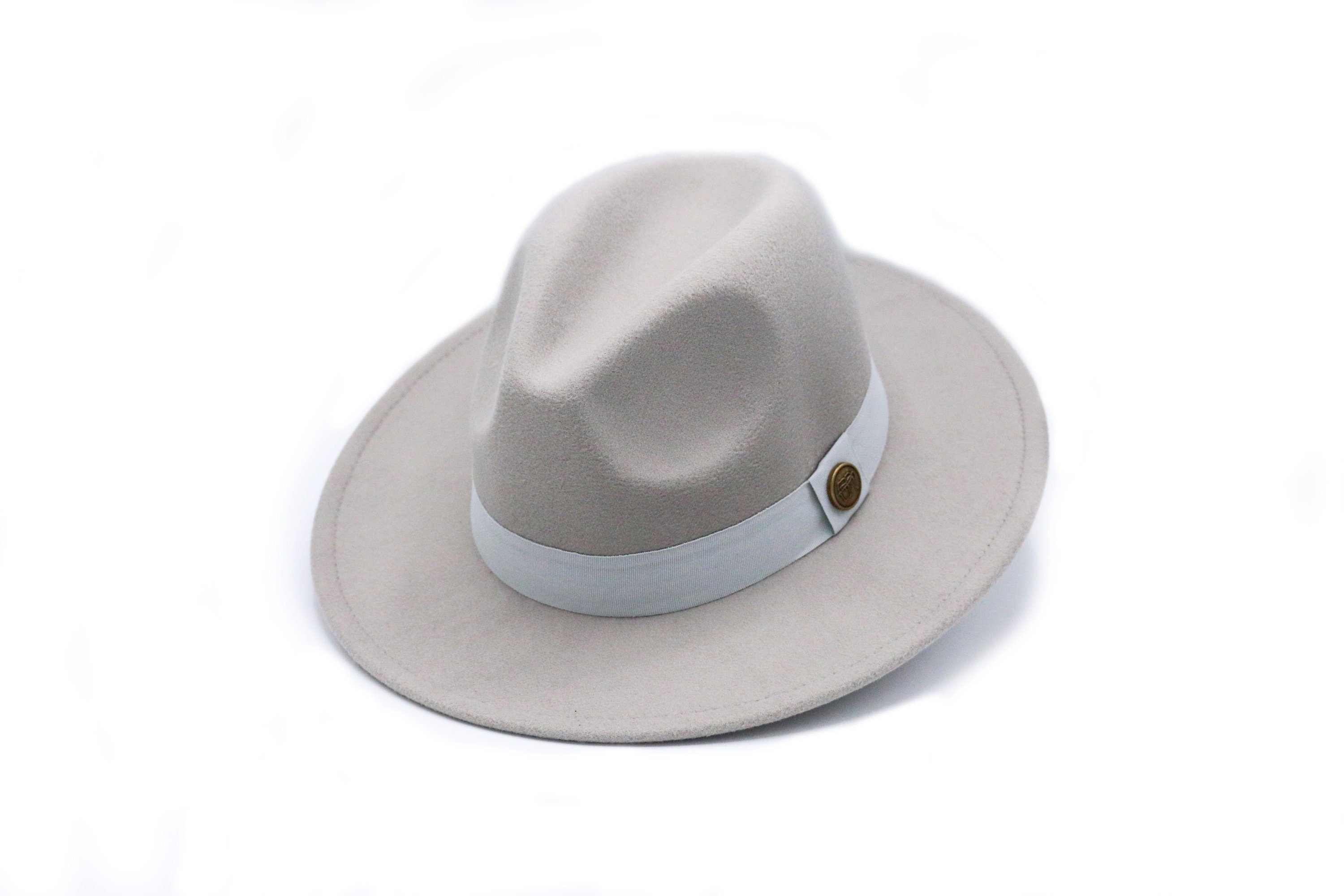 Cloud Gray Fedora Hat, Vegan Felt Stiff Brim Hat, Men Winter Hat, Women ...