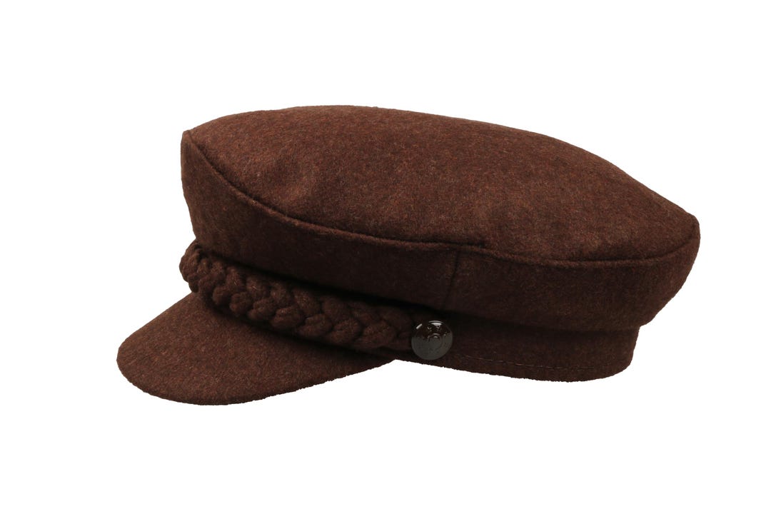 Dark Brown Women Wool Fiddler Hat, Women Newsboy Cap, Military Cabbie ...