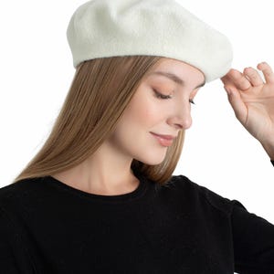 Cream French Beret , Painters Hat, Women Felt Beret, Women Winter Hat ...
