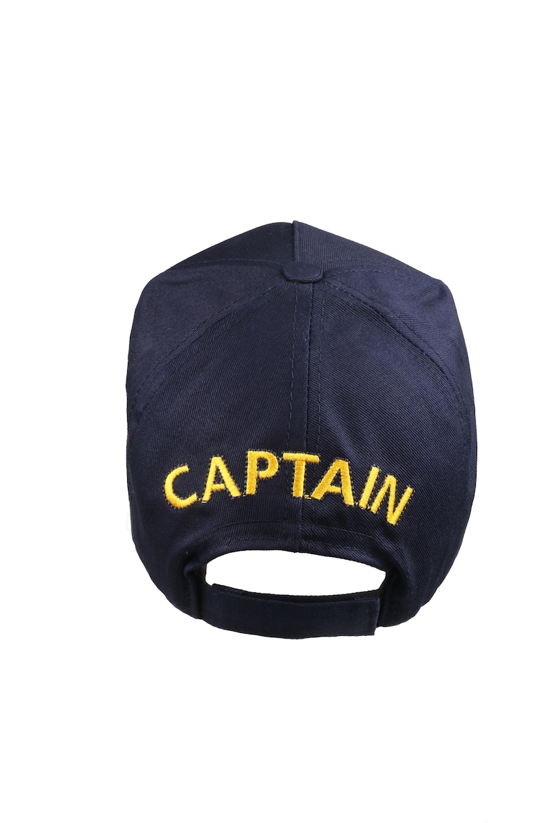 Navy Cotton Captain Baseball Hat, Anchor Embroidered Skipper Boat Cap ...