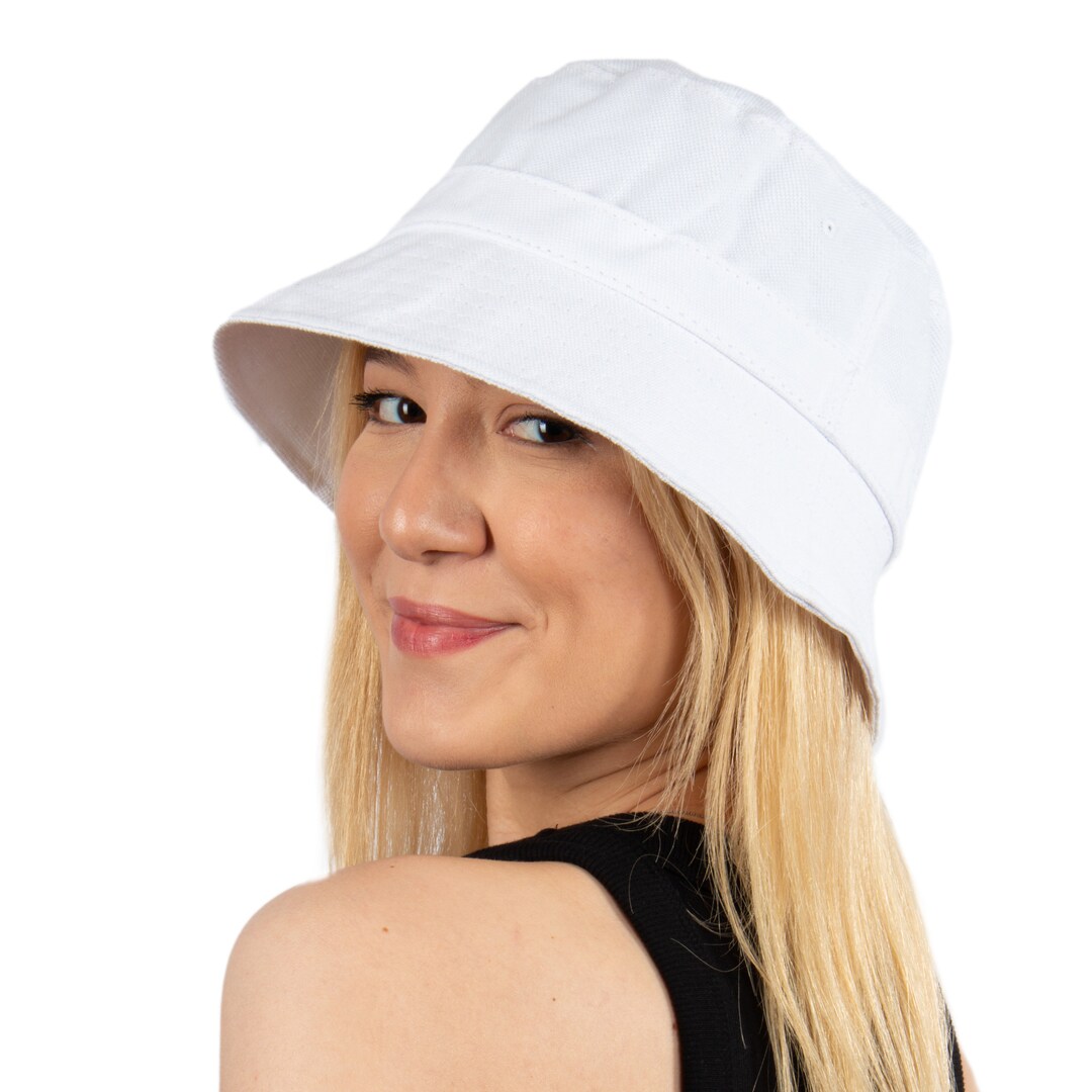 White Cotton Bucket Hat, Women Bucket Hat, One Size Hat, Women Summer ...