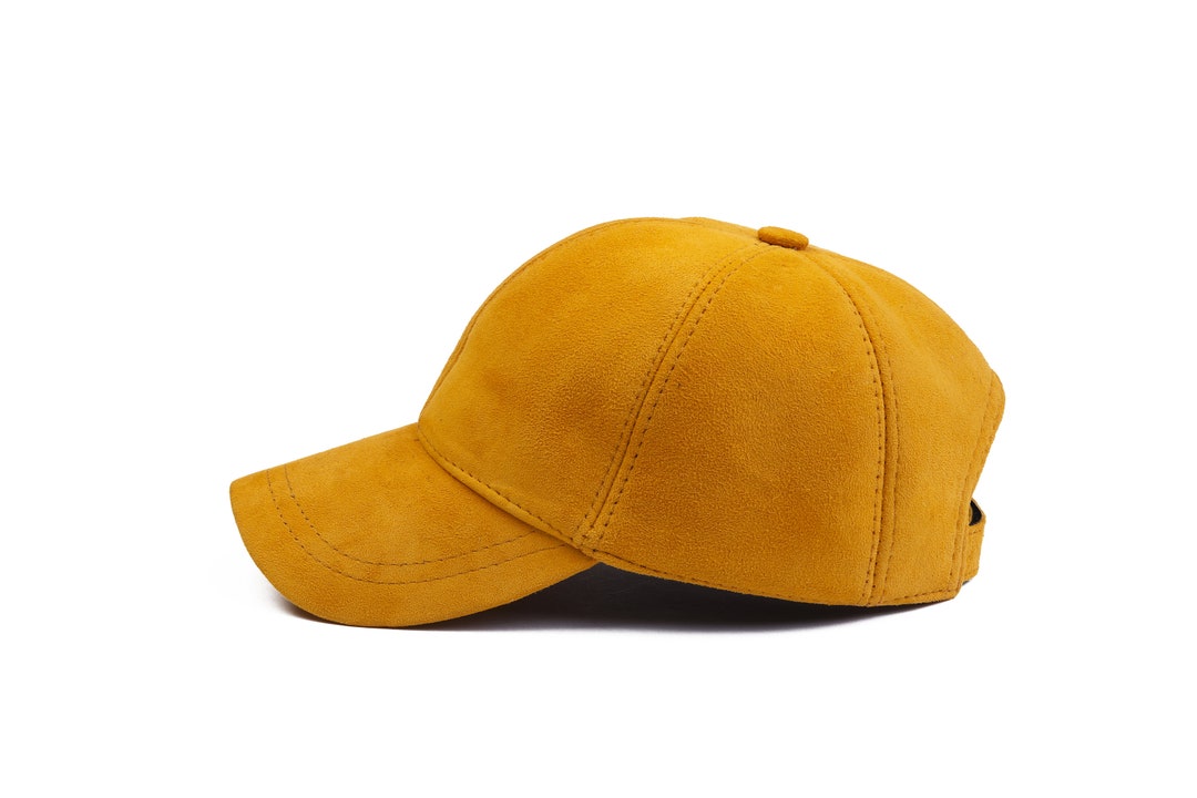 Golden Yellow Suede Baseball Cap, Hatsquare Leather Hat, Woman Hat ...