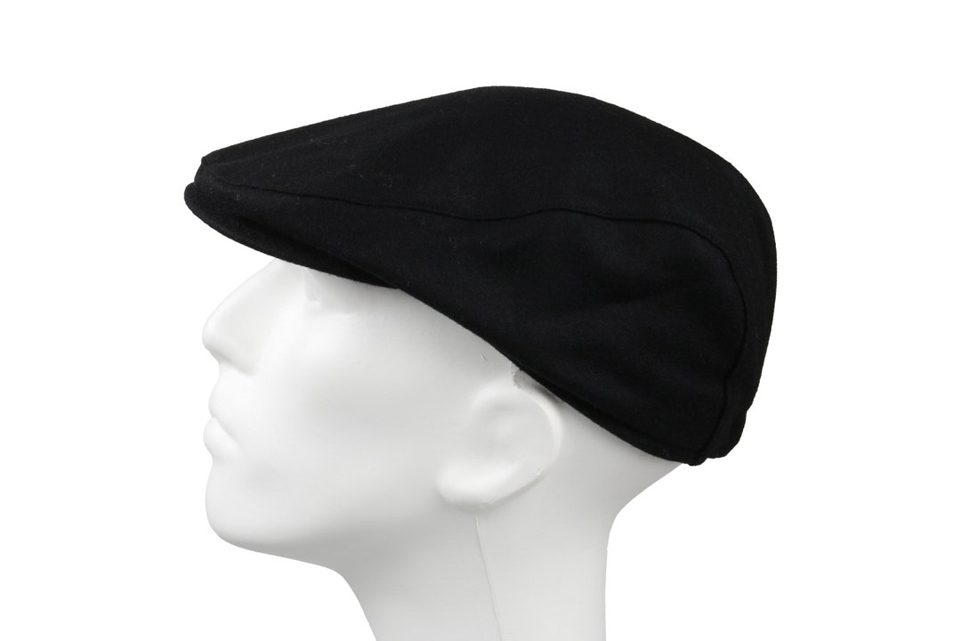 Black 100% Wool One Size Flat Cap, Peaky Blinders Hat, Hatsquare Baker ...