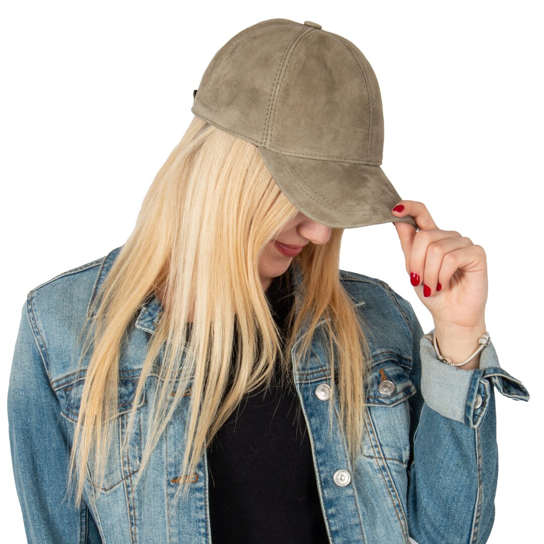 Light Military Green Suede Baseball Cap, Hatsquare Leather Baseball Cap ...