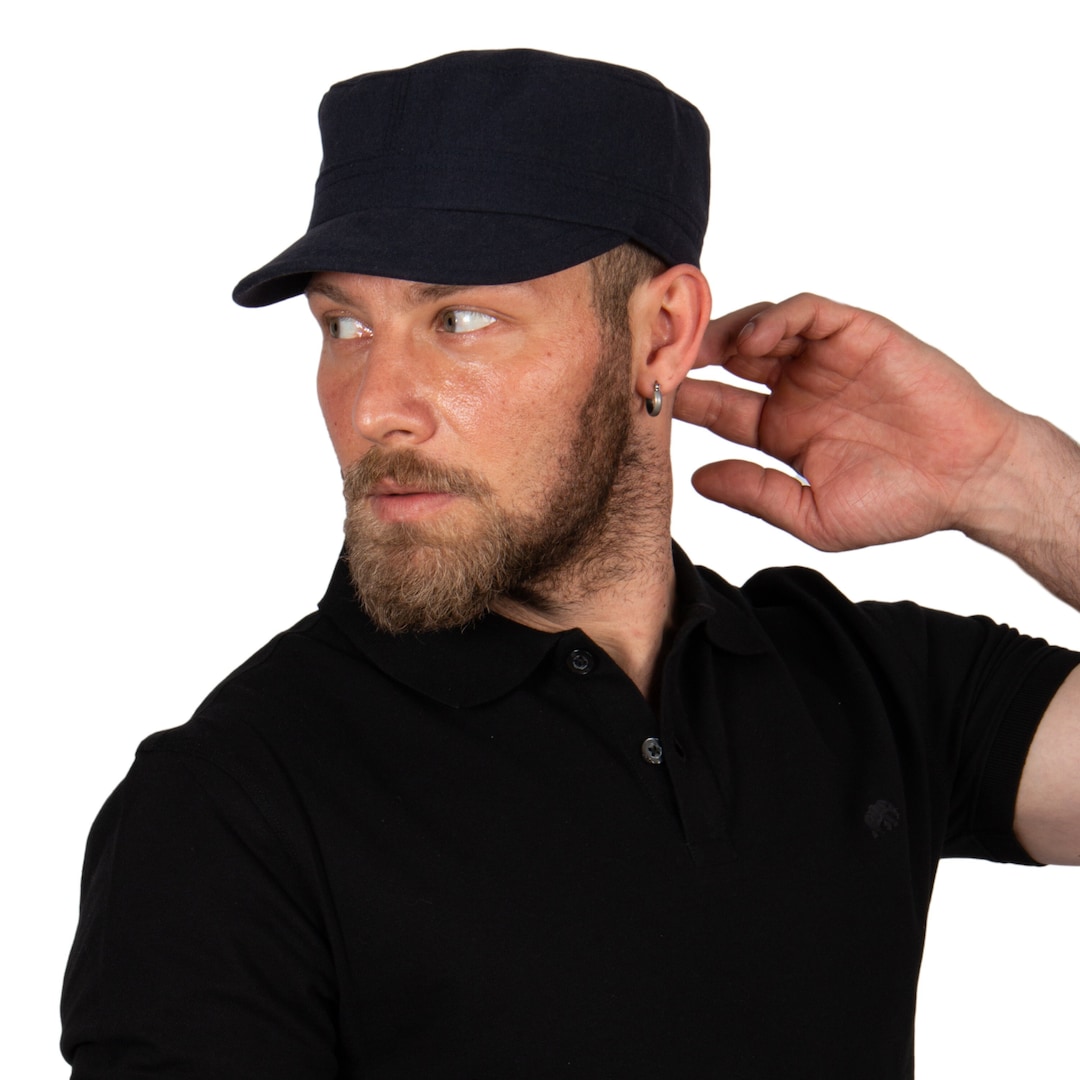 Dark Blue Summer Cotton Military Cap, Light Army Style Hat, Hatsquare ...