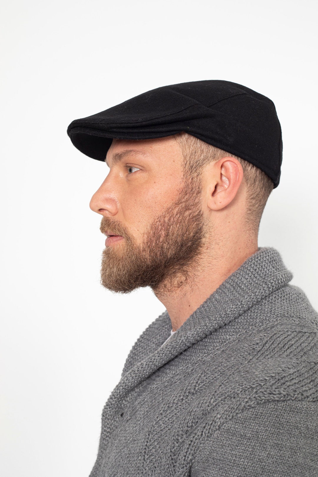 Black 100% Wool One Size Flat Cap, Peaky Blinders Hat, Hatsquare Baker ...