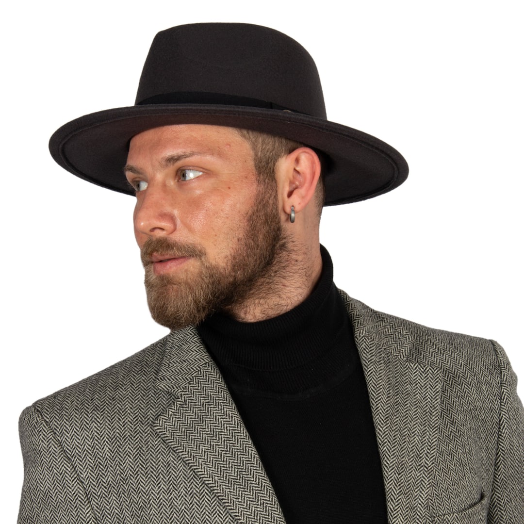 Dark Gray Fedora Hat, Vegan Felt Stiff Brim Hat, Men Winter Hat, Women ...