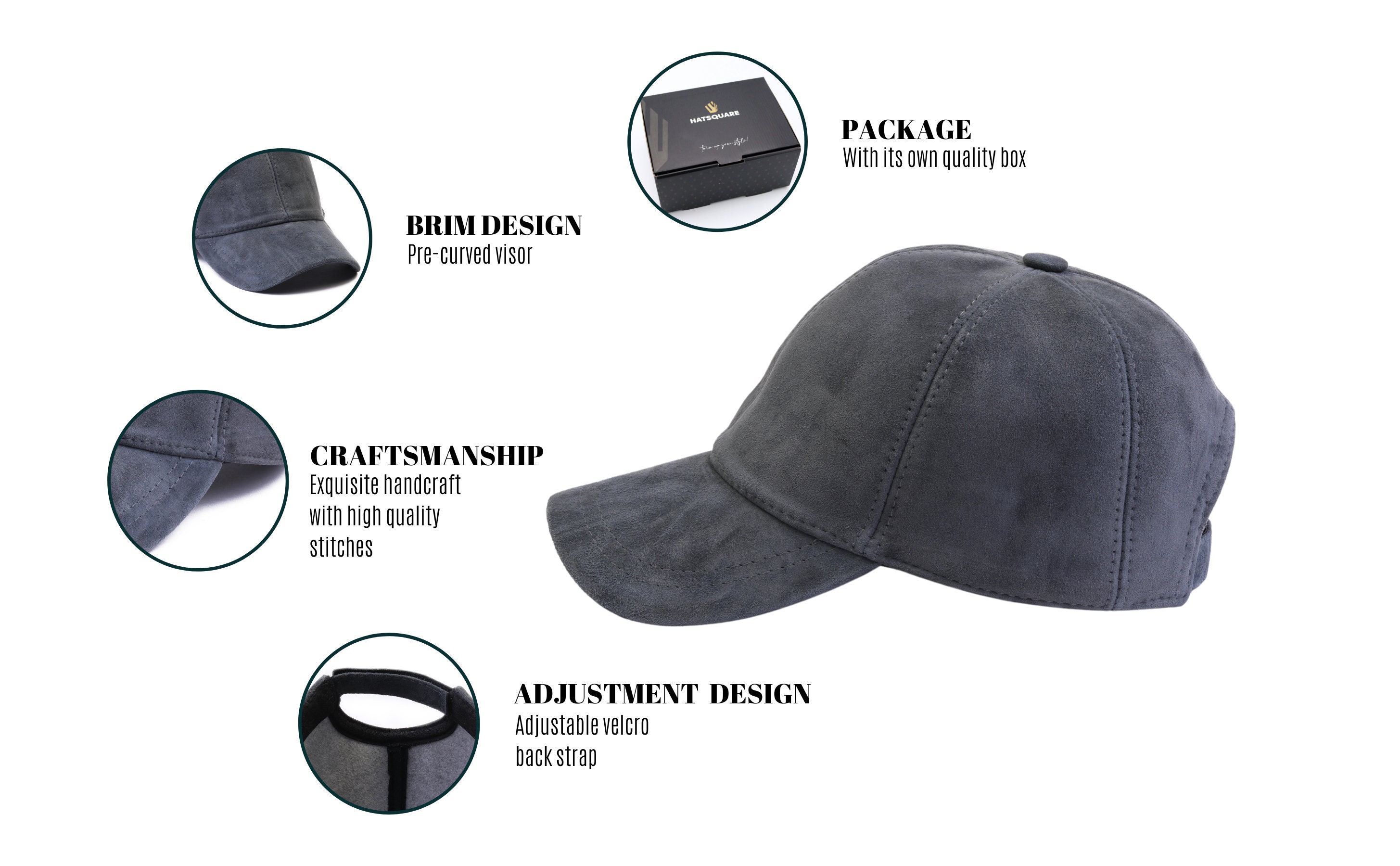 Chocolate Brown Suede Leather Baseball Cap, Hatsquare Leather Baseball ...