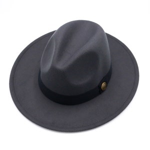 Vegan Felt Fedora Hat, Men Winter Stiff Brim Hat, Women Wide Brim Hat ...
