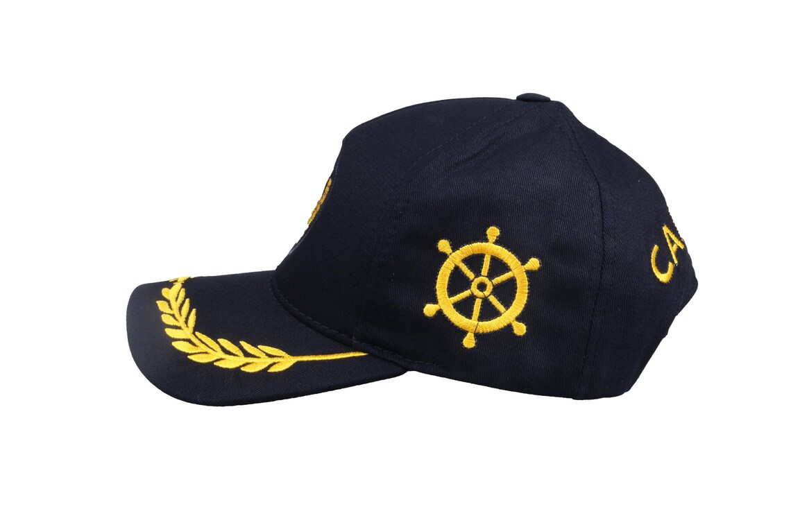 Navy Cotton Captain Baseball Hat, Anchor Embroidered Skipper Boat Cap ...