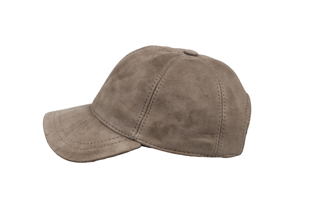 Taupe Brown Suede Leather Baseball Cap, Hatsquare Leather Baseball Hat ...