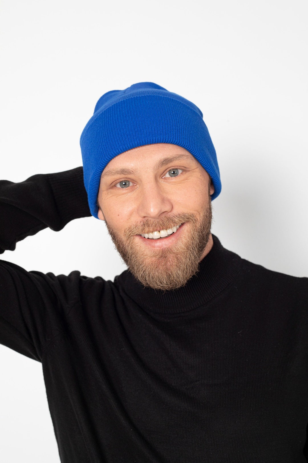 Blue Basic Beanie Cap, Acrylic Unisex Winter Beanie, Hatsquare Beanie ...