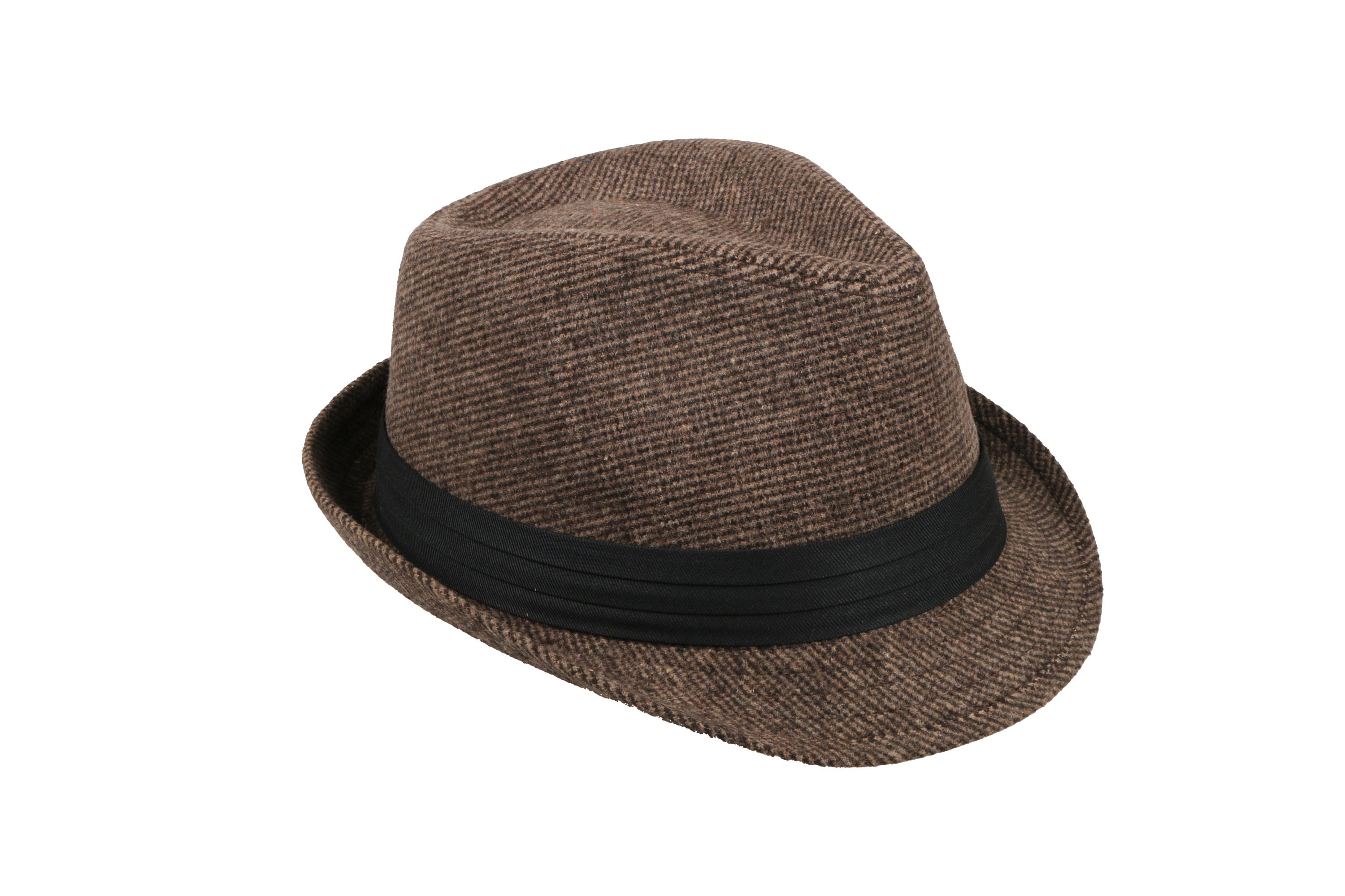 Brown Tweed Fedora Polar Fleece Hat, Hatsquare Women Winter Hat, Stiff ...