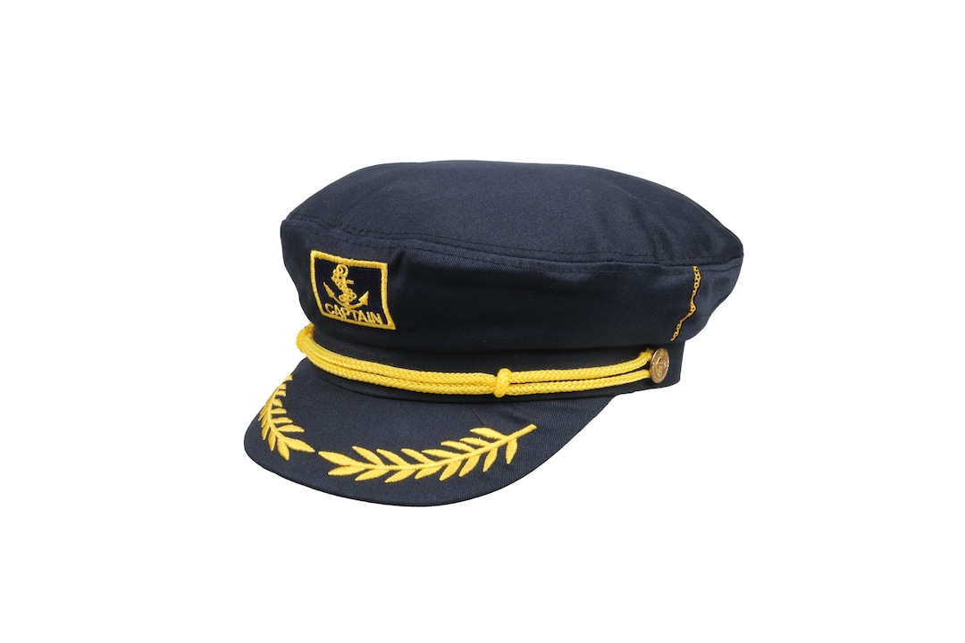 Navy Skipper Sailor Captain Hat, Unisex Anchor Embroidered Boating Cap ...