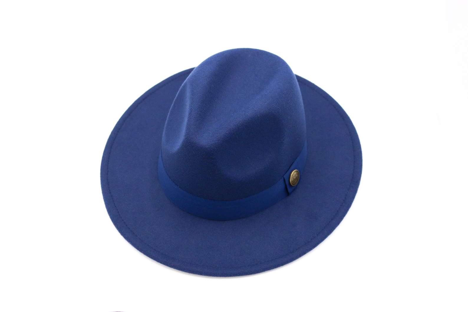 Dark Blue Fedora Hat, Vegan Felt Stiff Brim Hat, Women Winter Hat ...