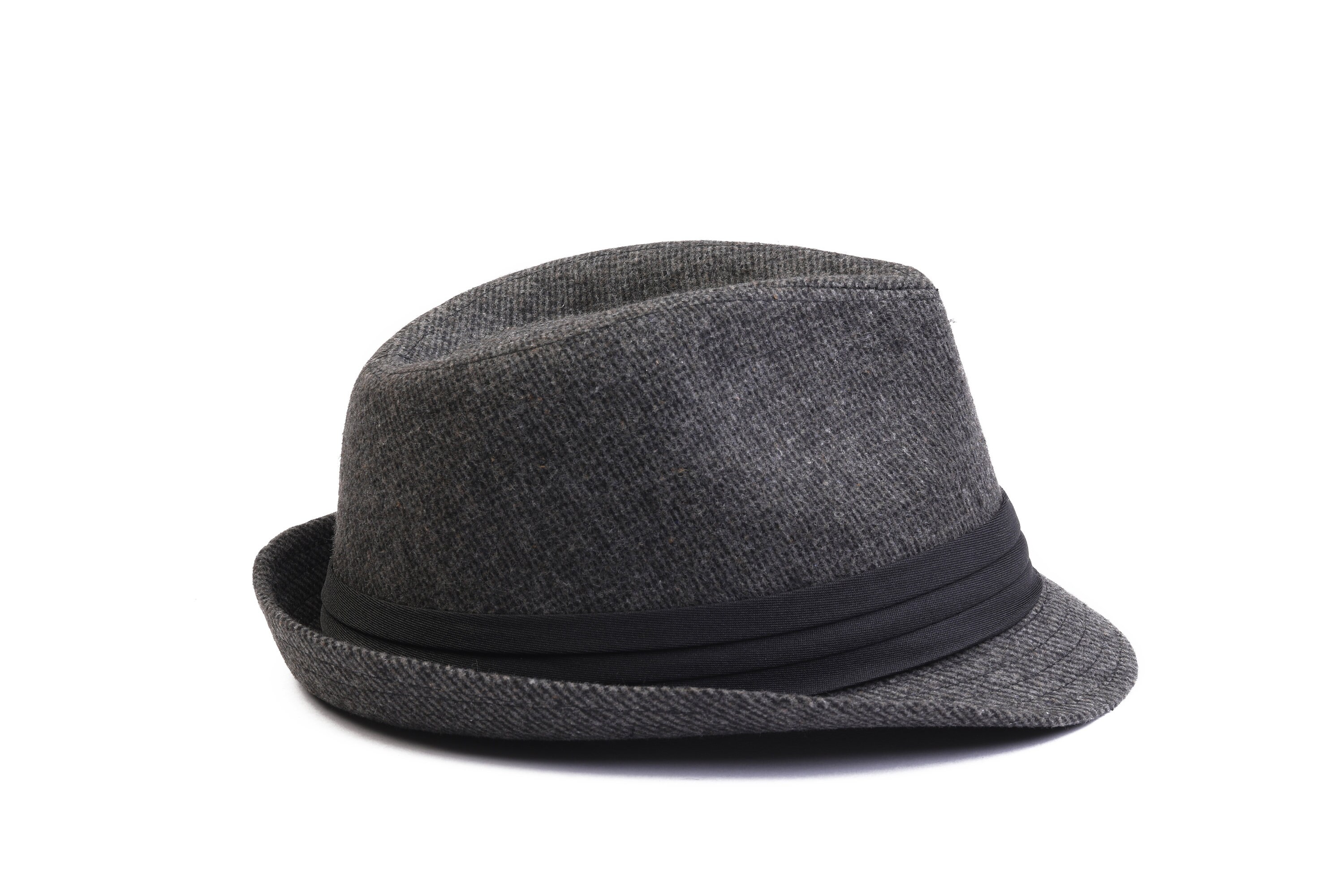 Dark Gray Tweed Fedora Polar Fleece Hat, Hatsquare Man Winter Hat ...