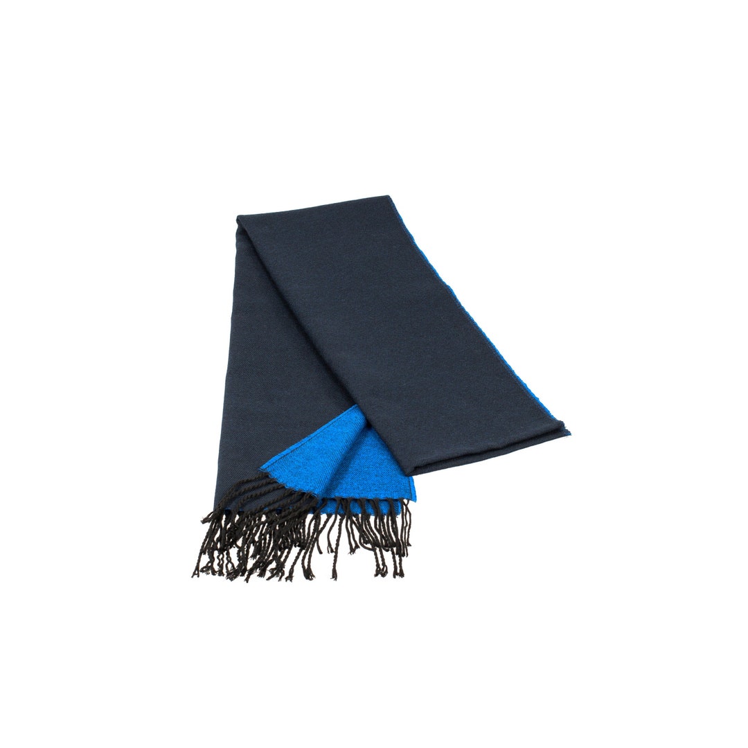 Dark Blue Bright Blue Reversible Wool Men Scarf, Suit Scarf, Scarves ...