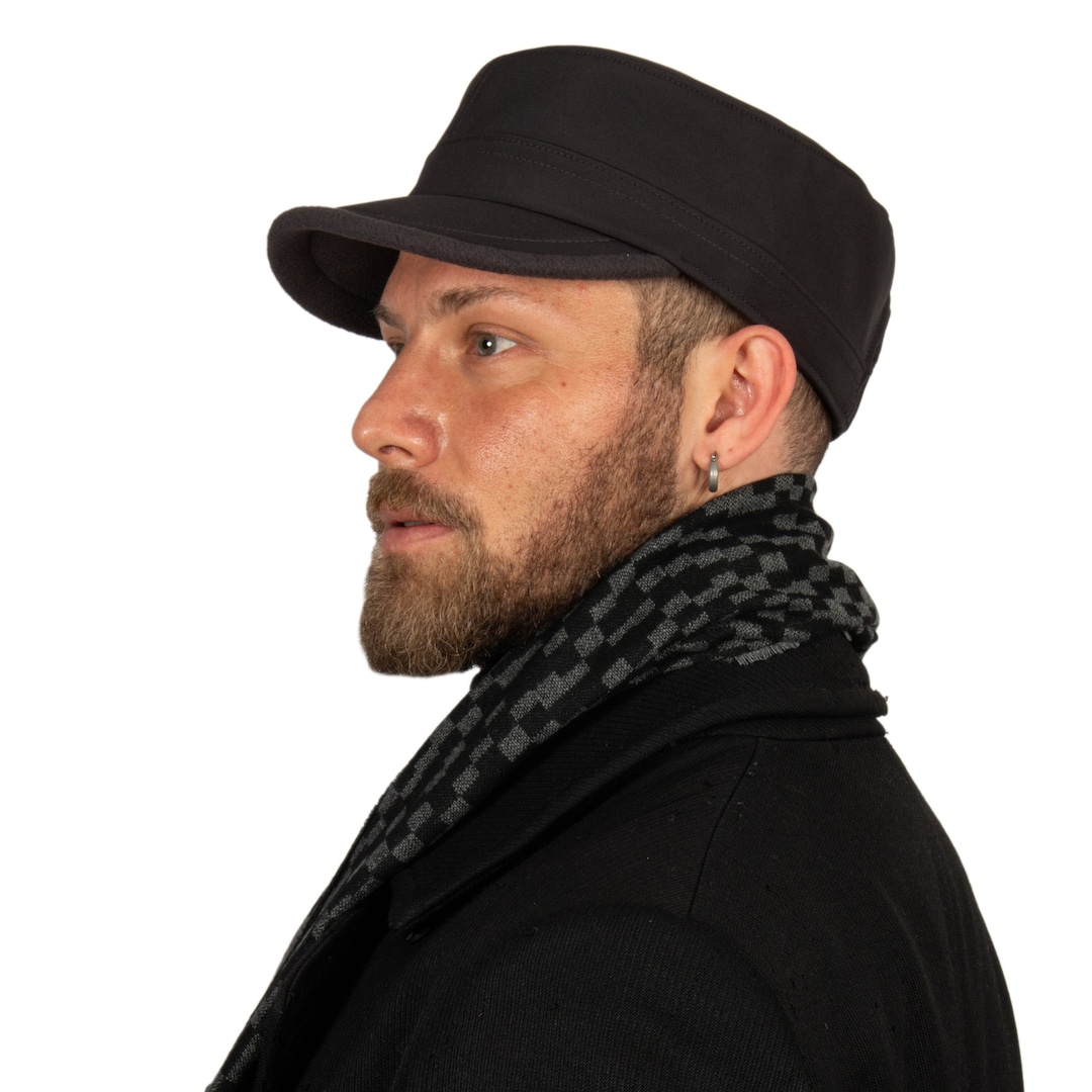 Dark Gray Water Resistant Military Cap, Vegan Army Style Hat, Hatsquare ...