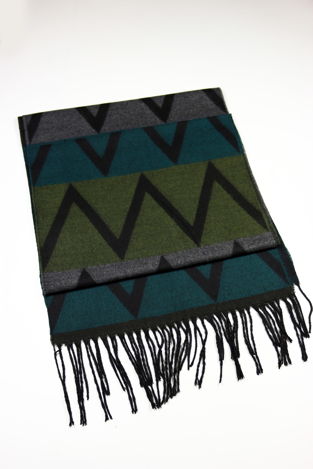 Green Striped Wool Men Scarf, Suit Scarf, Scarves for Men, Winter Scarf ...