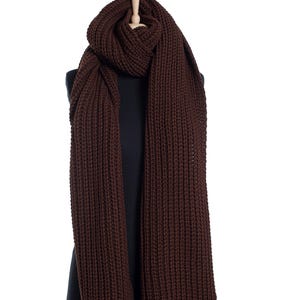 Dark Brown Oversize Extra Long Chunky Scarf, Unisex Winter Hand Knitted ...
