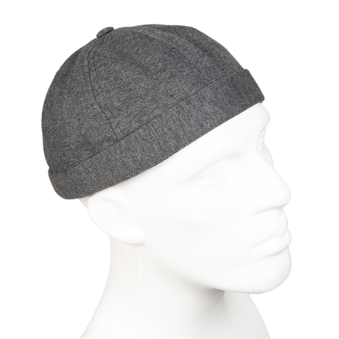 Gray Cotton Docker Hat, Summer Man Beanie Cap, Sailor Military Brimless ...