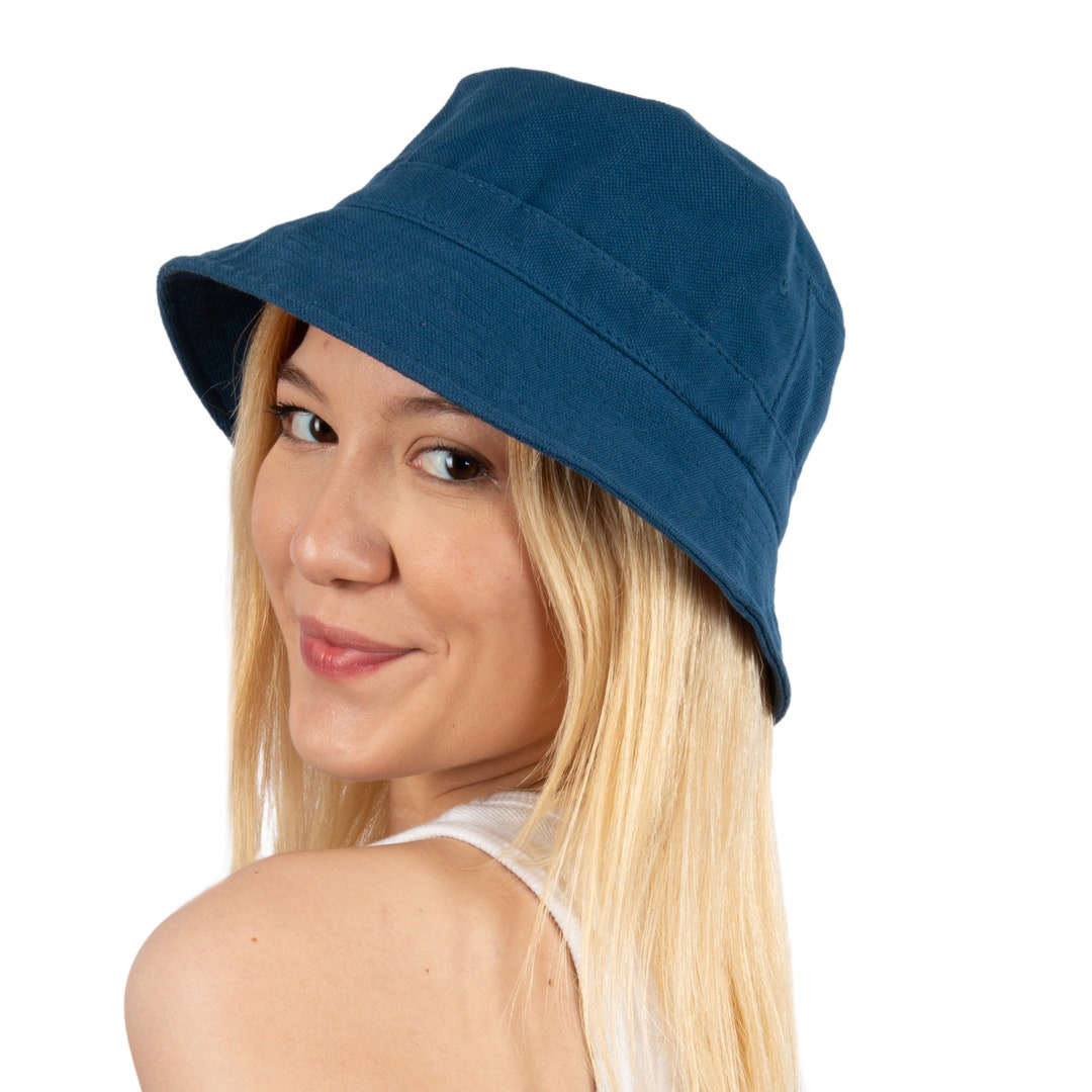 Navy Cotton Bucket Hat, Women Bucket Hat, One Size Hat, Women Summer ...