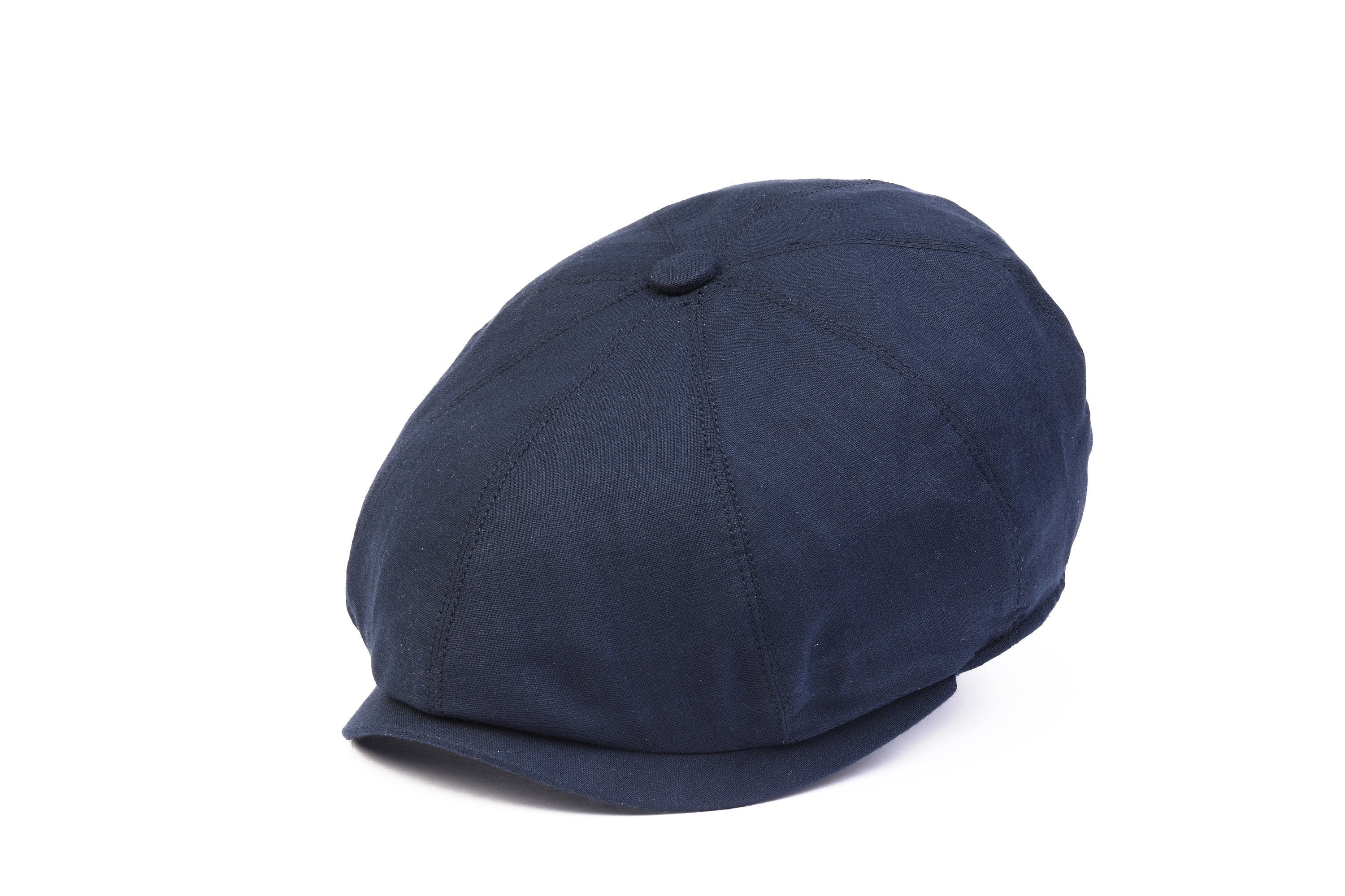 Dark Blue Summer Linen 8 Panels Cap Peaky Blinders Hat Baker - Etsy