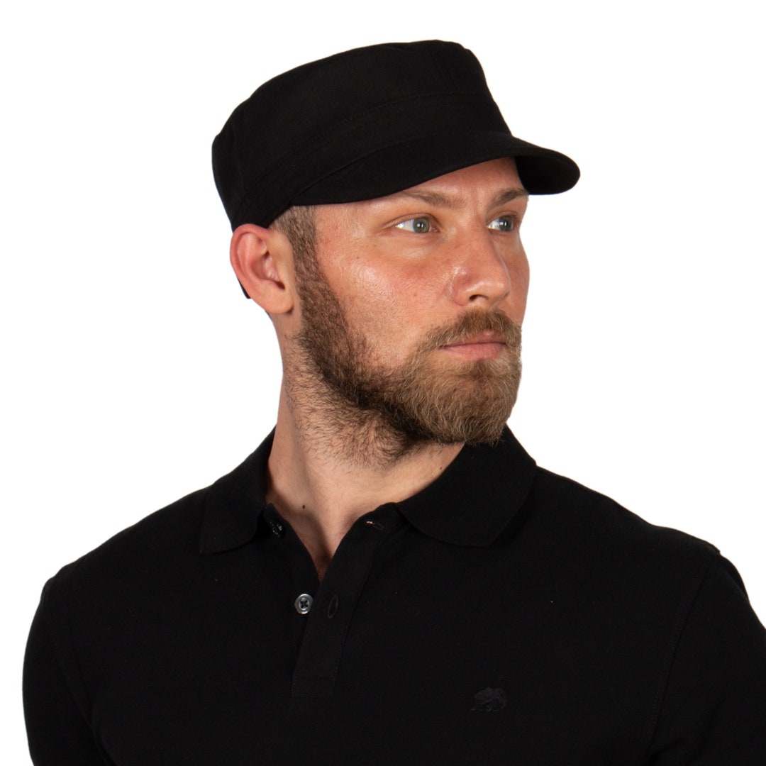 Black Summer Cotton Military Cap, Light Army Style Hat, Hatsquare ...