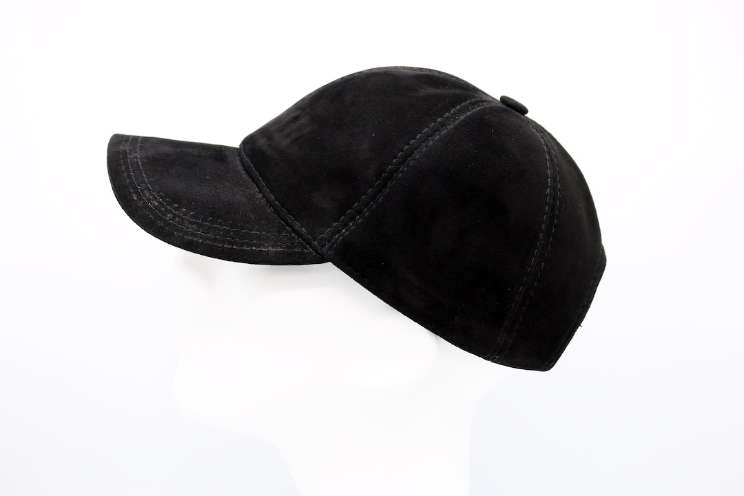 Black Suede Leather Baseball Cap, Hatsquare Leather Baseball Cap ...