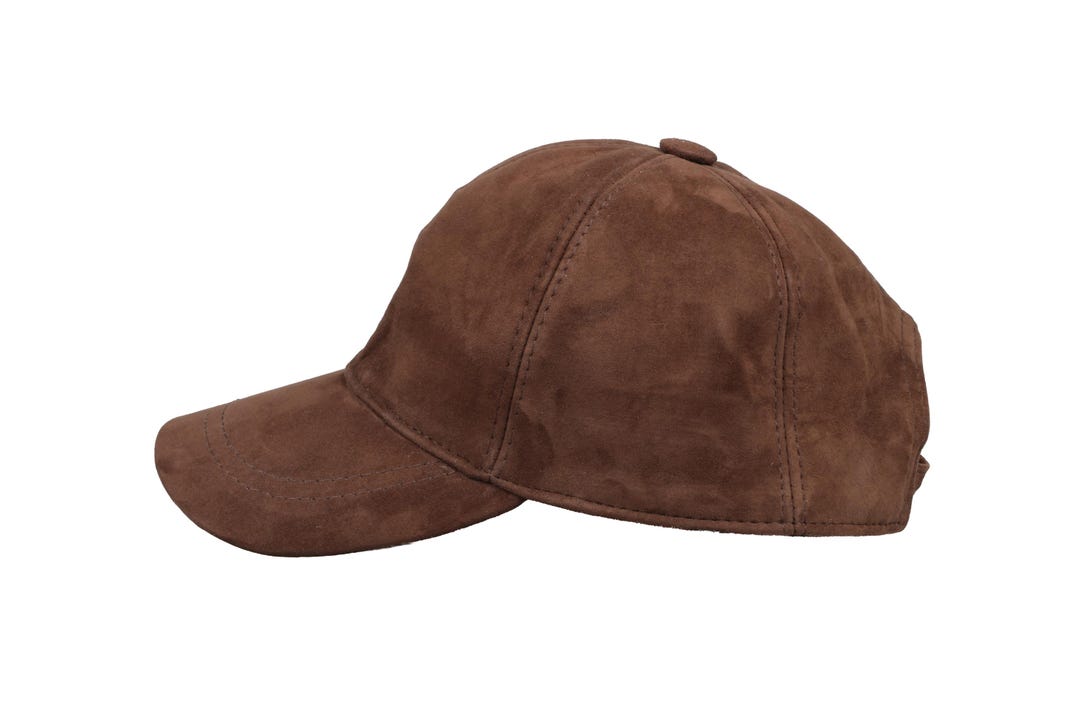 Chocolate Brown Suede Leather Baseball Cap, Hatsquare Leather Baseball ...