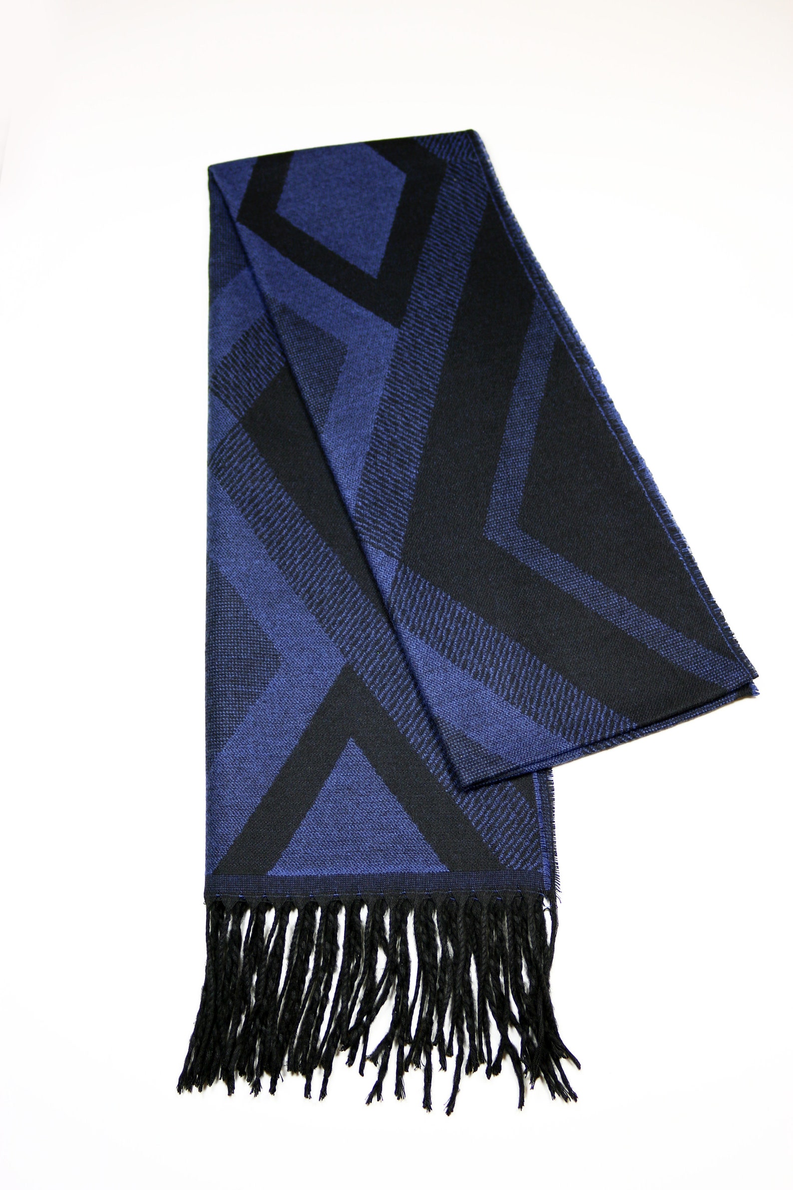 Dark Blue Geometric Pattern Wool Men Scarf, Suit Scarf, Scarves for Men ...